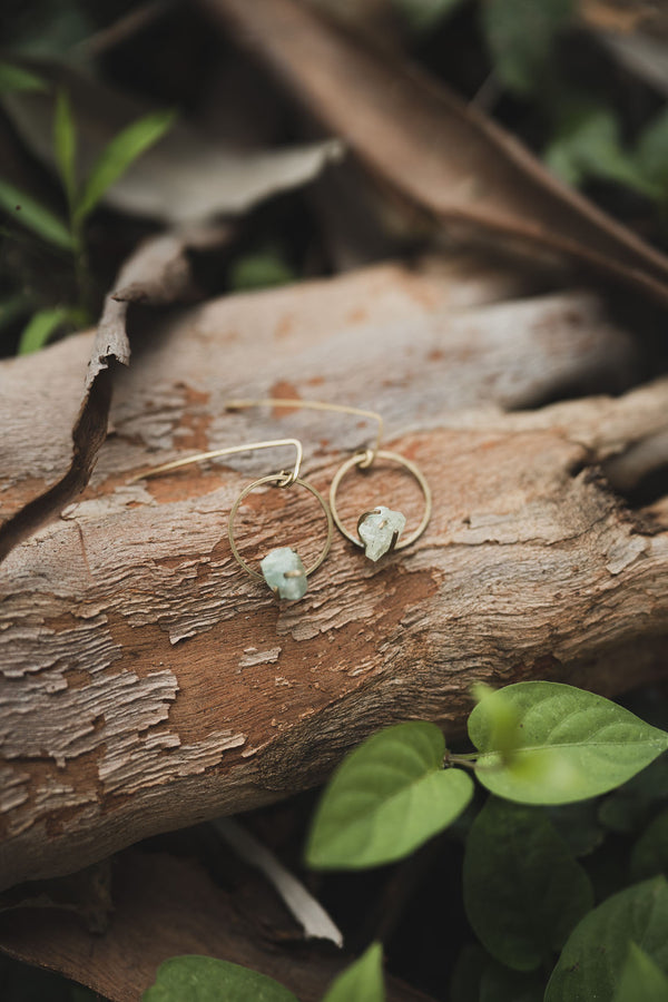 Prussian Blue | Raw Stone Circle Earrings – Koya Studio